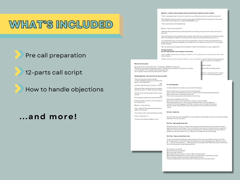 Sales Script Template, Instant Downloadable Excel or Google Sheet ...