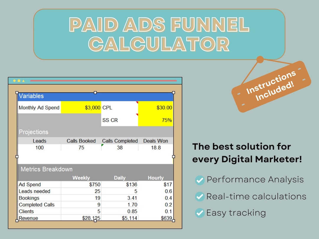Ad Calculator With Funnels Calculation - Etsy
