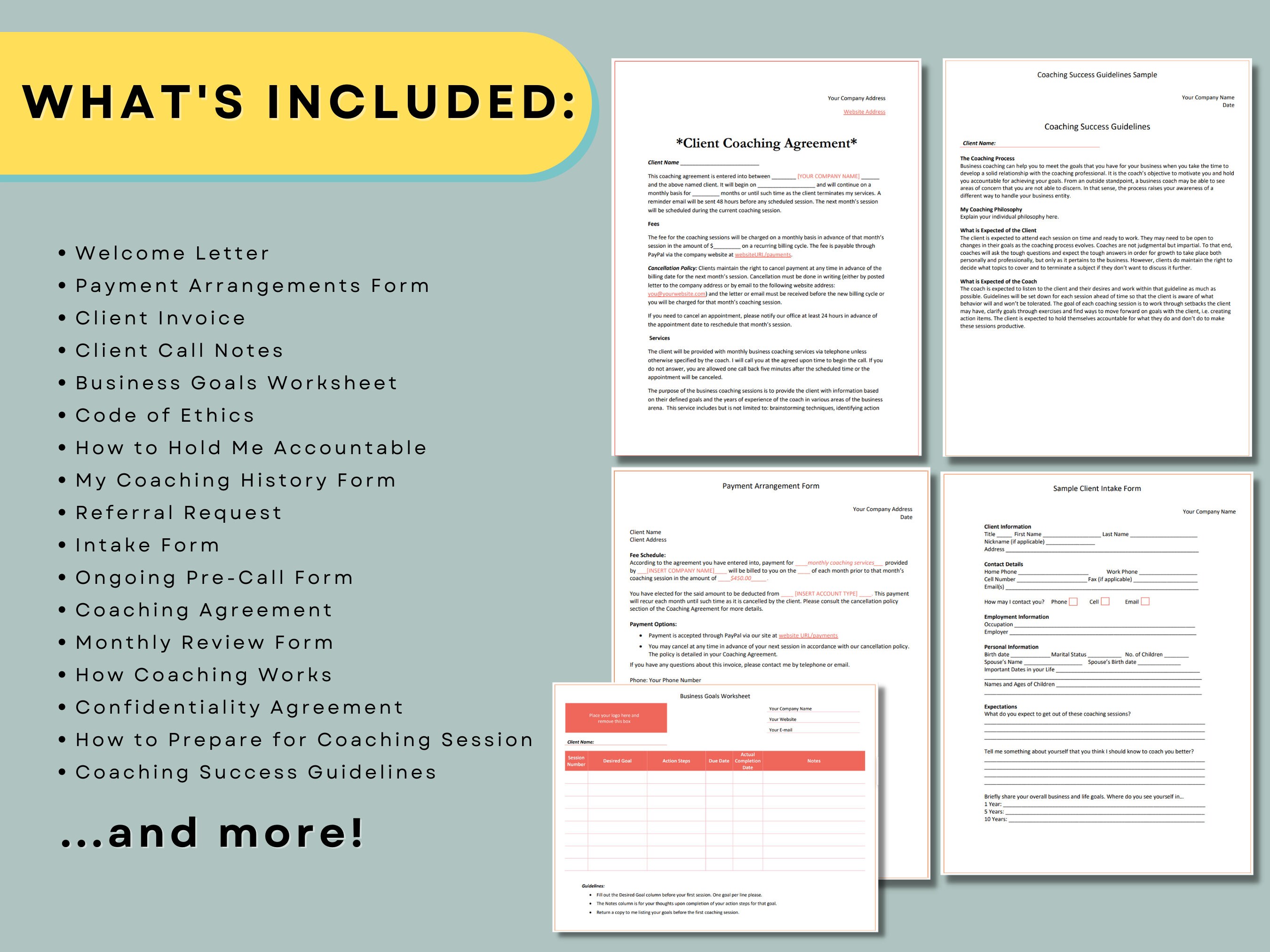 Coaching Forms & Templates Kit - Etsy