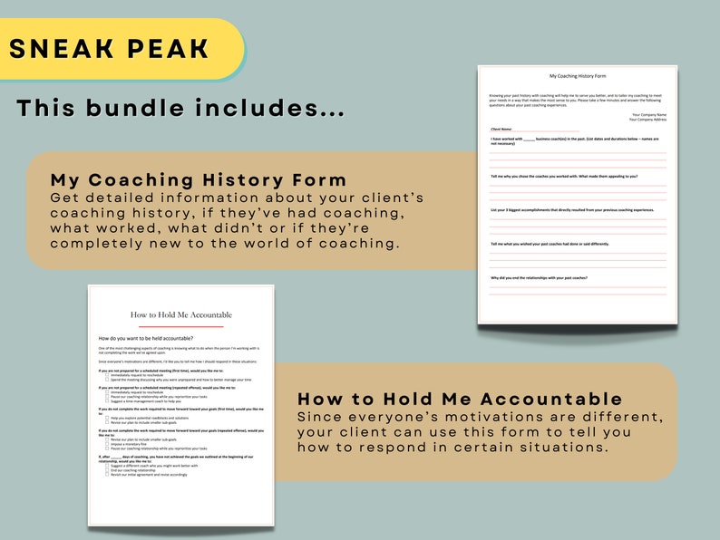 Coaching Forms & Templates Kit - Etsy