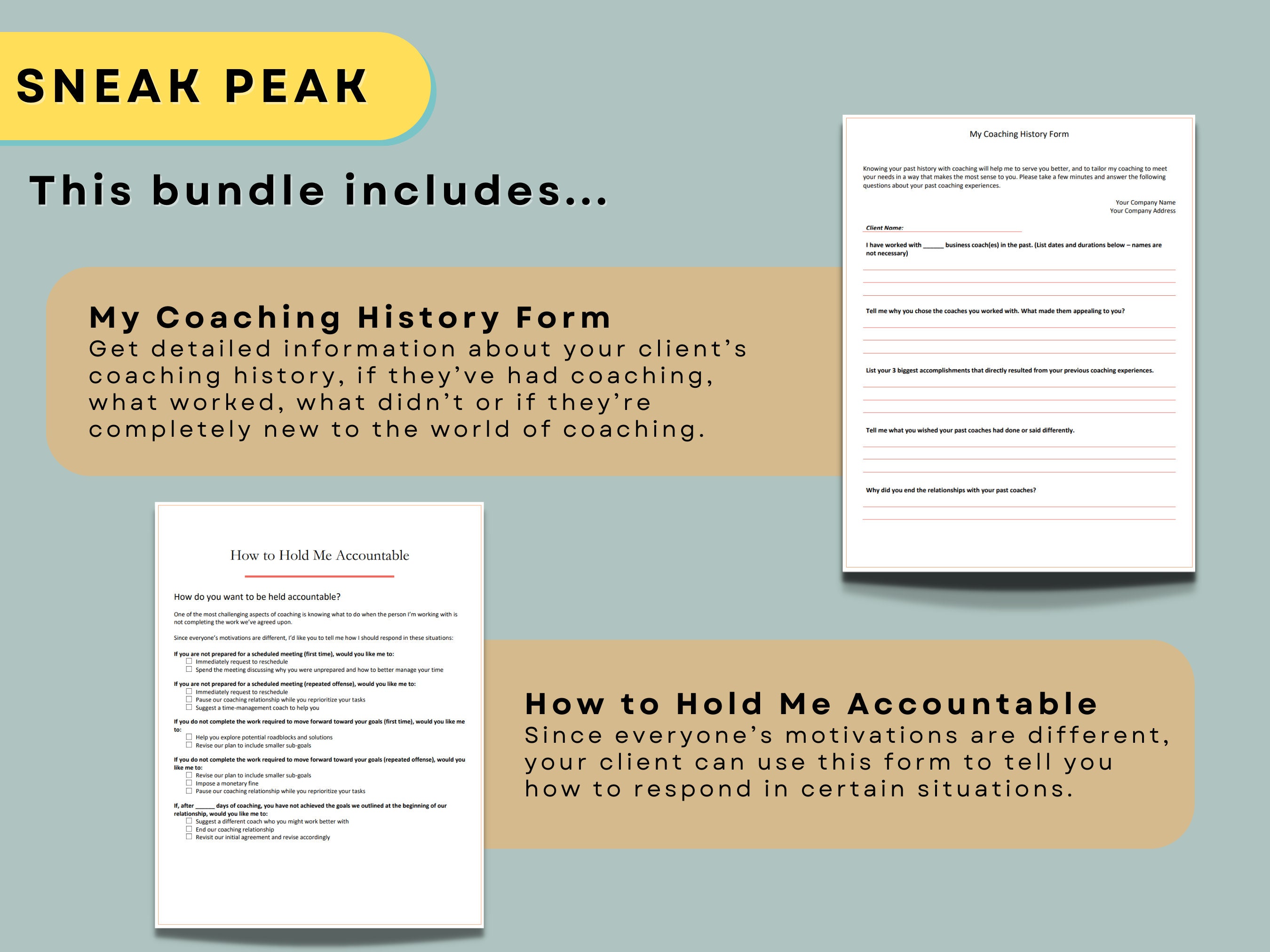 Coaching Forms & Templates Kit - Etsy