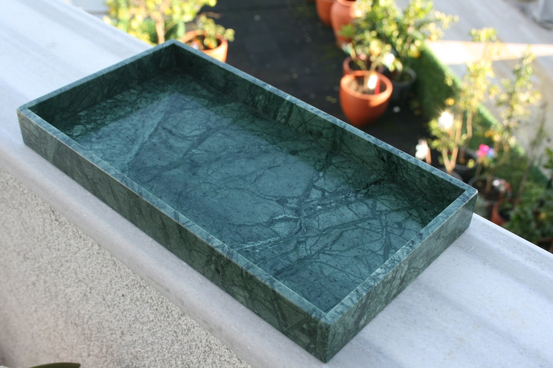 Verde Guatemala Marble Tray, Green Marble Tray, Genuine Marble Storage ...