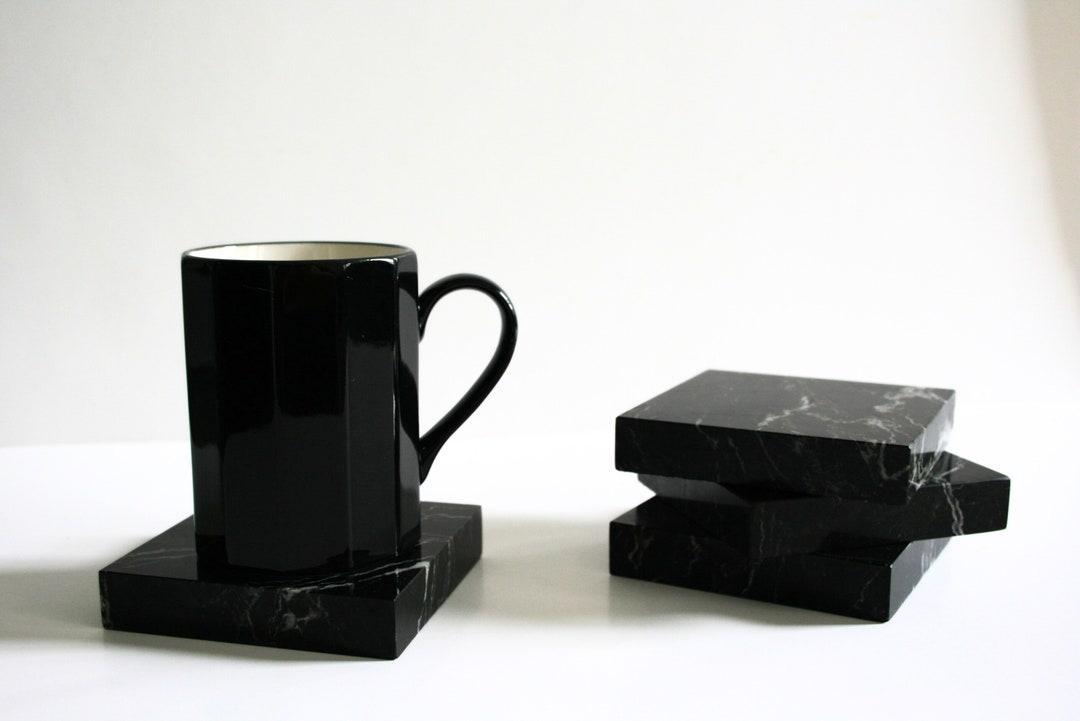 White Handmade Marble Coaster for Coffee Table, White Lilac Marble ...