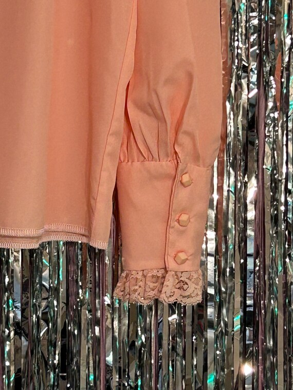 70s Vintage Ruffle and Lace Embroidered Bib Front Blo… - Gem