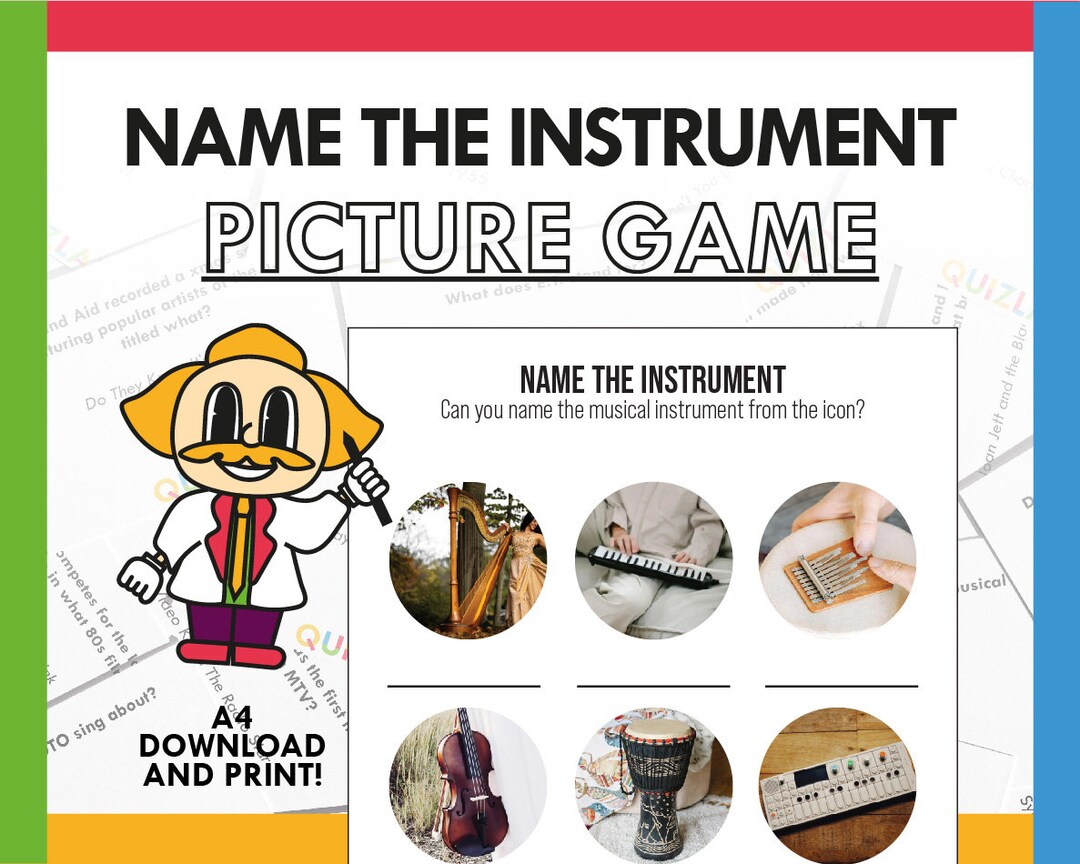 Musical Instrument Picture Game | Name the Instruments | Family Quiz ...