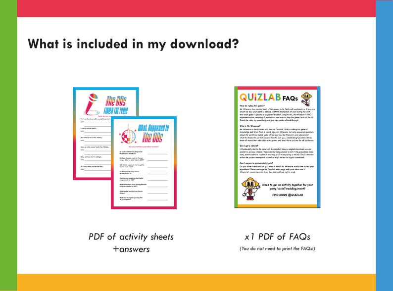 90s Party Pack Bundle | 90s Movie and Music Quiz | 1990s Decade ...