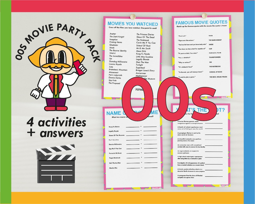 00s Movie Party Pack | 00s Film and Movie Quiz | Noughties Movie Fan ...