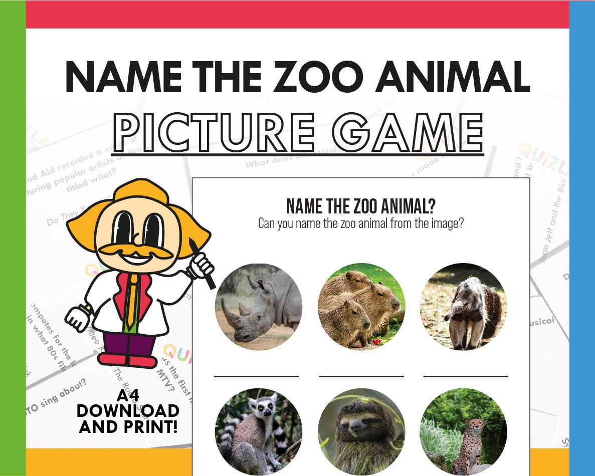 Zoo Animal Picture Game Name the Zoo Animals Family Quiz Science Trivia ...