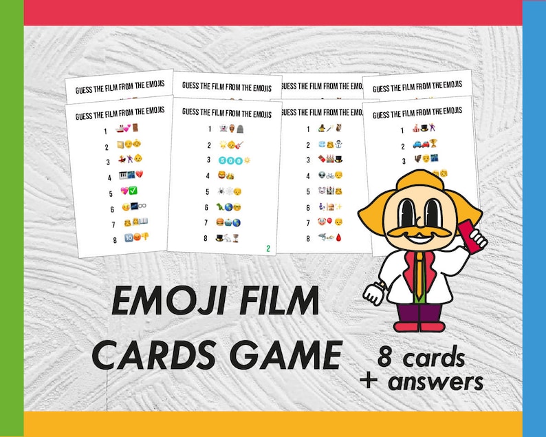 Emoji Film Card Game | Movie Party Quiz | Film Themed Group Game | Cut ...