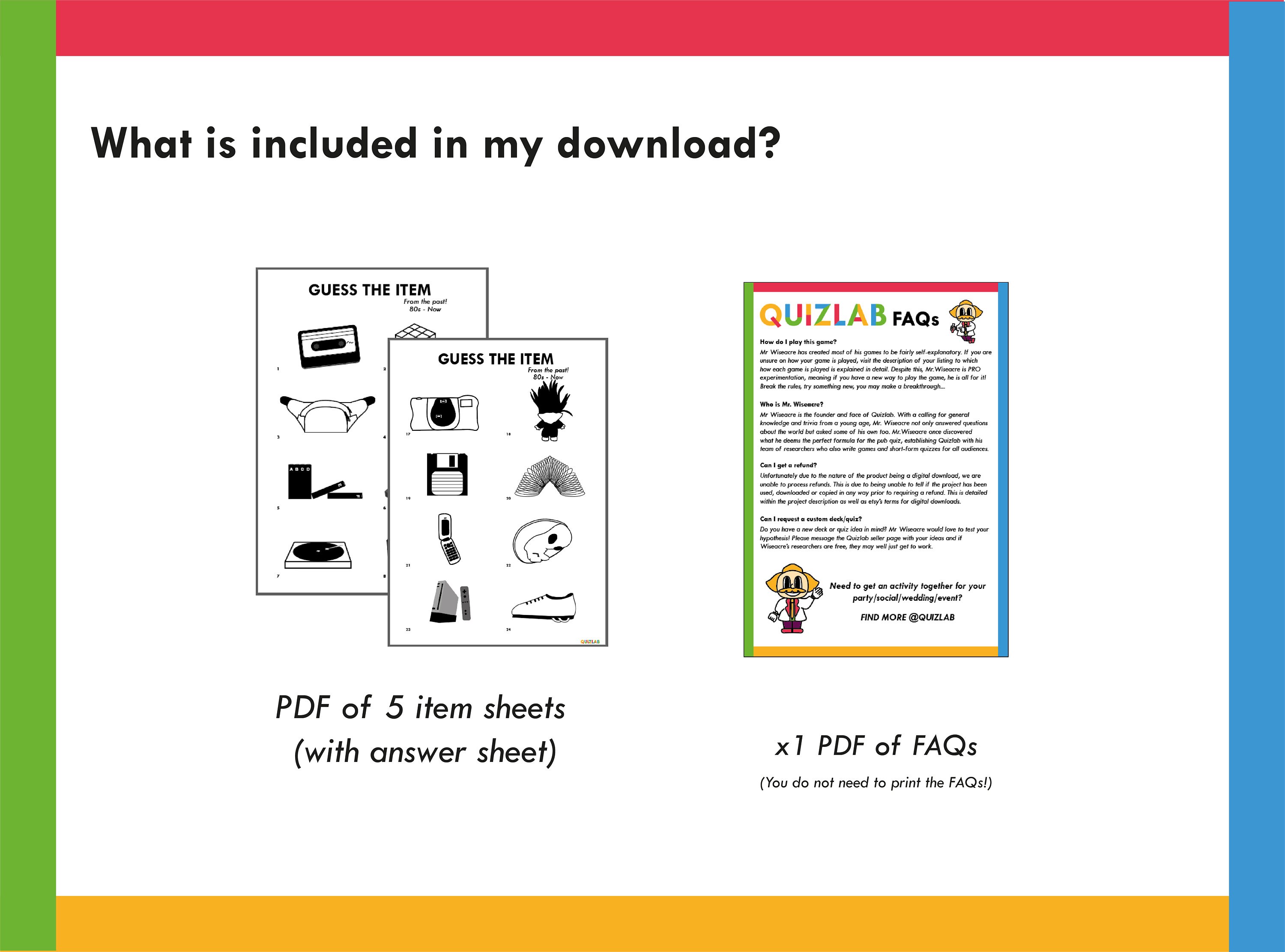 80s - NOW Guessing Game | Family Quiz Sheets | Nostalgic Item Quiz ...