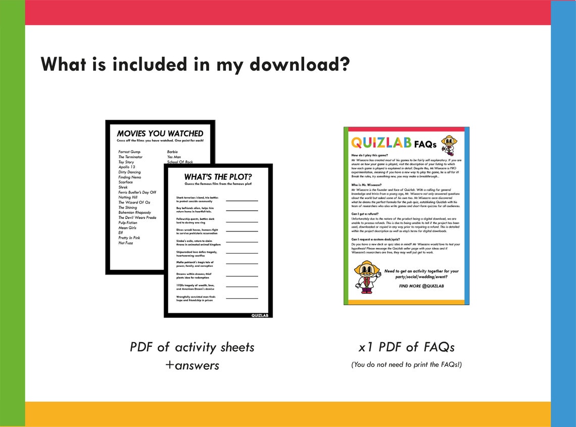 80s Movie Party Pack | 80s Film and Movie Quiz | Eighties Movie Fan ...