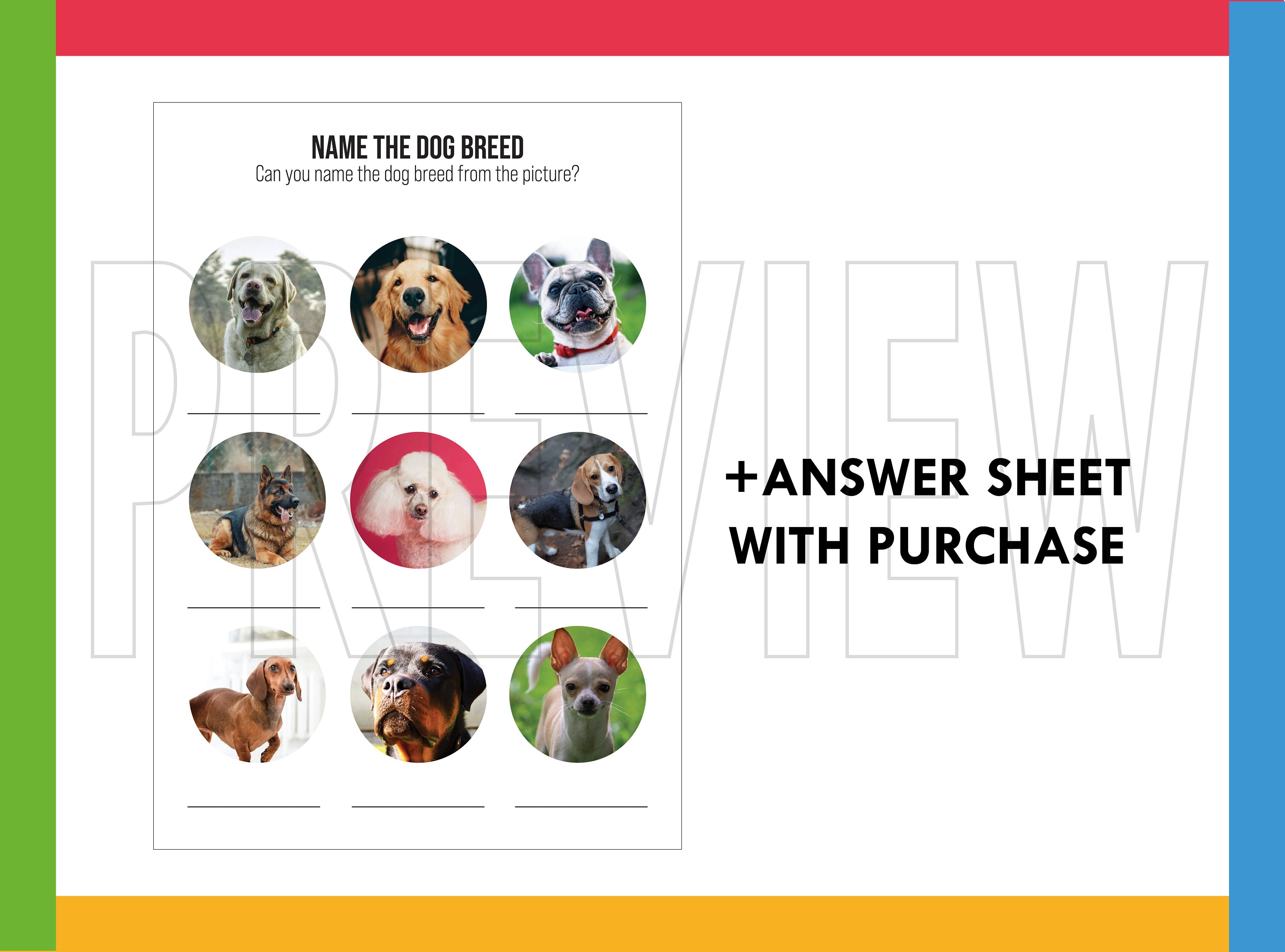 Dog Picture Game Name the Dog Breed Family Quiz Puppy Trivia Game ...