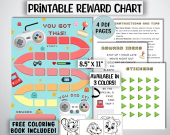 Video Game Reward Chart, Video Game Behavior Chart, Video Game Goal ...
