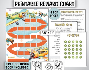 Printable Airplane Reward Chart|behavior/task Chart|toddler Reward ...