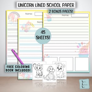 PRINTABLE Set of Primary Lined Paper, Letter Sized Pages, Lined Paper ...