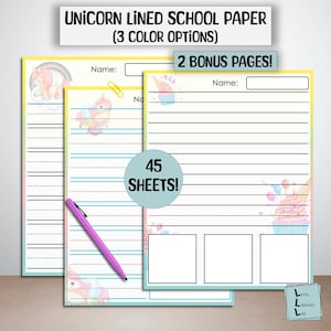 PRINTABLE Set of Primary Lined Paper, Letter Sized Pages, Lined Paper ...