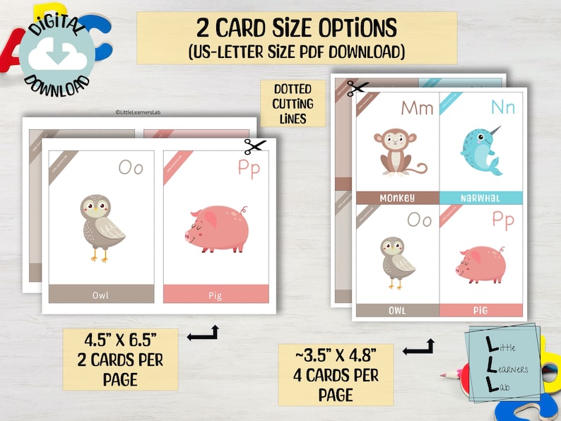 Printable Animal Alphabet Flash Cards A-Z Flashcards Rainbow - Etsy