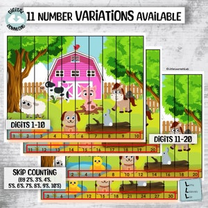 Skip Counting Puzzle, Montessori Math Printable, Kindergarten 1st Grade ...
