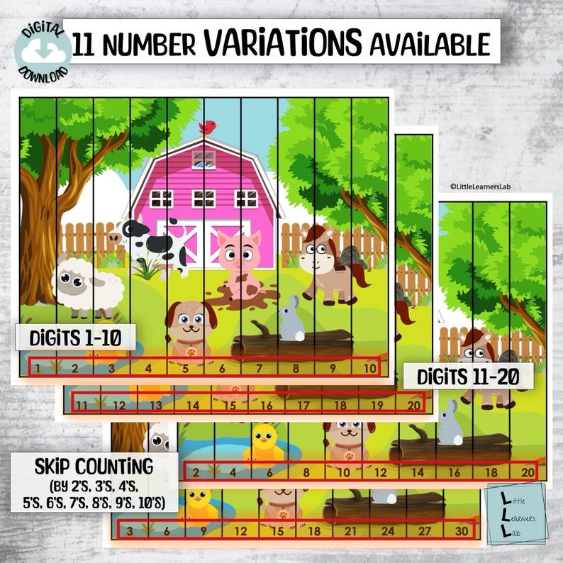 Skip Counting Puzzle, Montessori Math Printable, Kindergarten 1st Grade ...