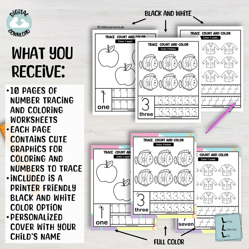 1-10 Number Tracing Worksheets, Traceable Numbers, Preschool Worksheets ...