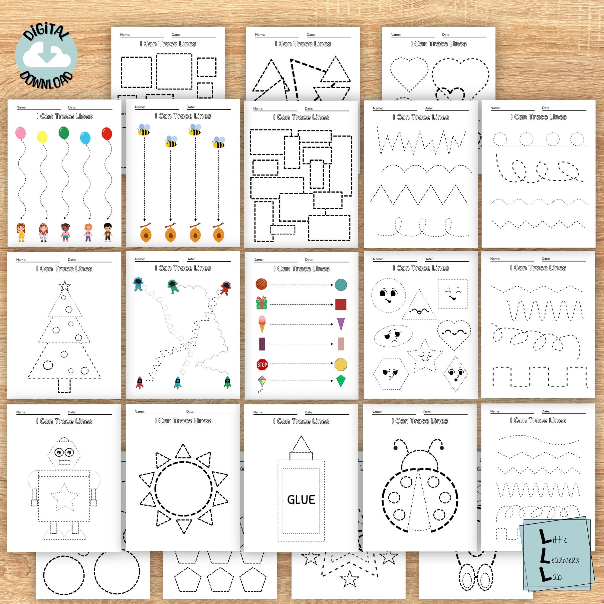 Preschool Line Tracing Worksheets, Line Trace Pages, Homeschool Busy ...
