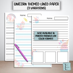 PRINTABLE Set of Primary Lined Paper, Letter Sized Pages, Lined Paper ...