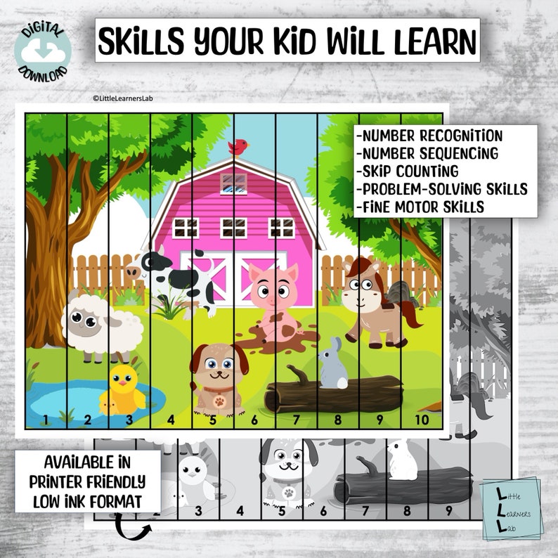 Skip Counting Puzzle, Montessori Math Printable, Kindergarten 1st Grade ...