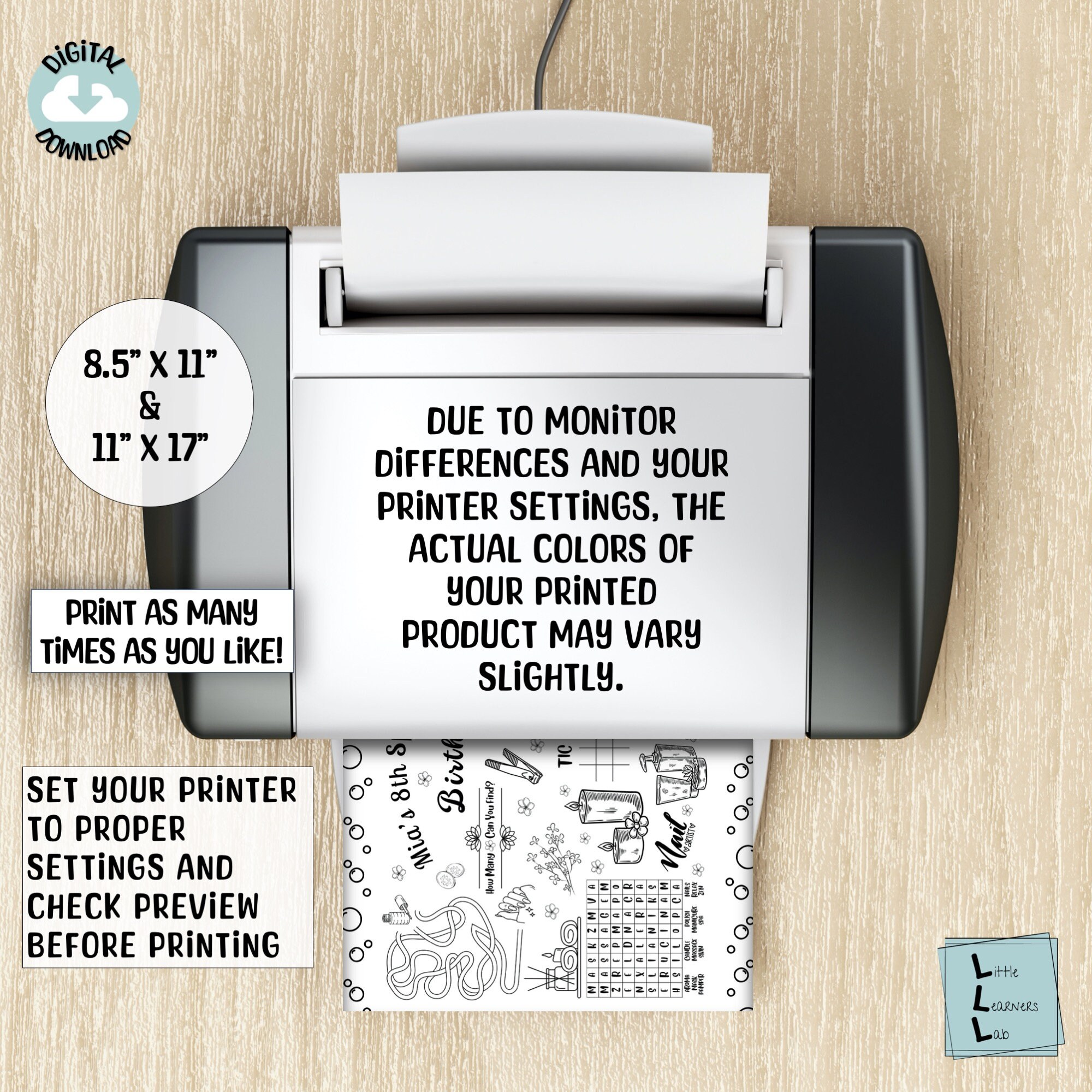 Spa Party Coloring Placemat, Personalized Gift, Spa Party, Birthday ...