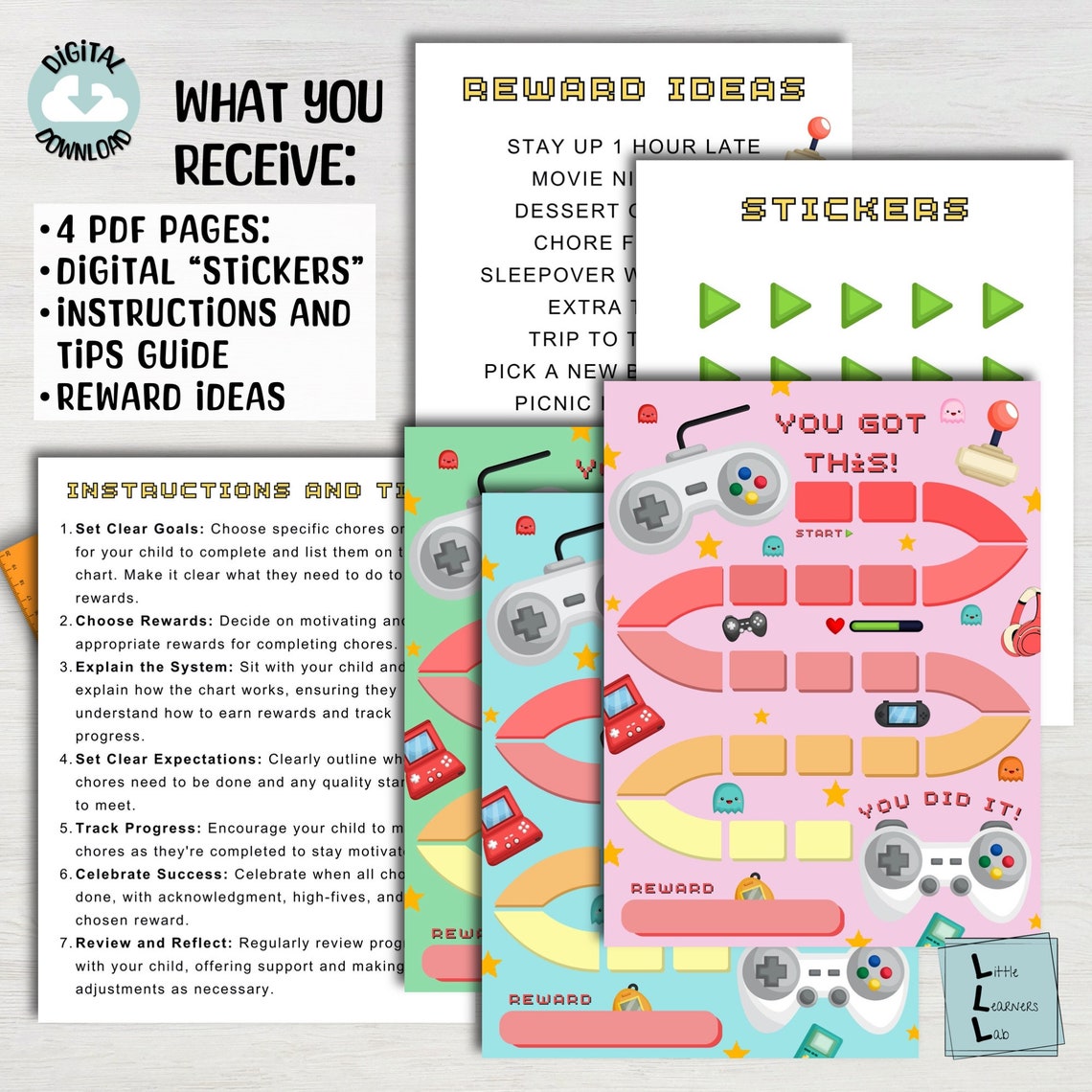 Printable Video Game Reward Chart, Gamer Behavior Chart, Kids Daily ...