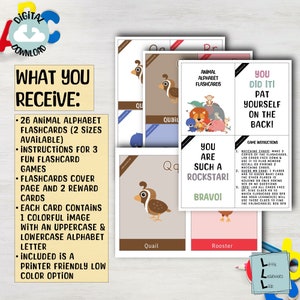 Printable Animal Alphabet Flash Cards, A-Z Cards, 26 ABC Flash Cards ...