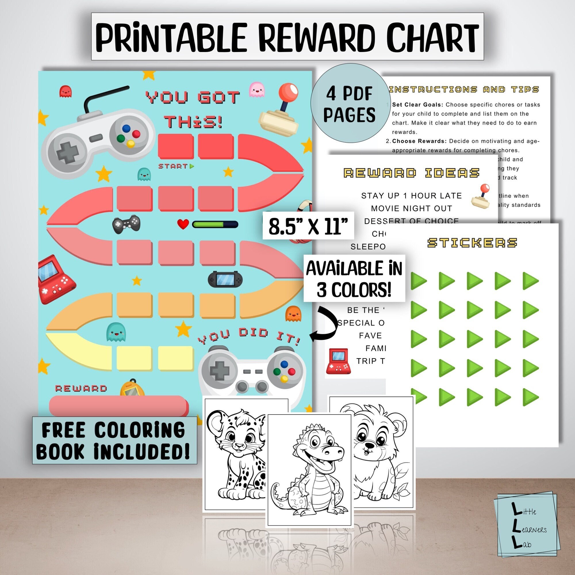 Printable Video Game Reward Chart, Gamer Behavior Chart, Kids Daily ...