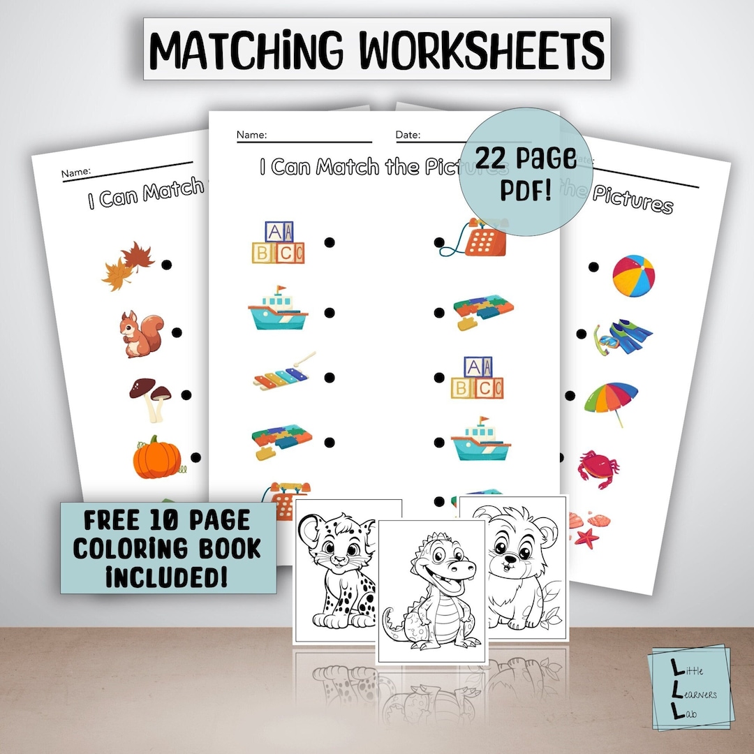 Printable Matching Worksheets, Match the Picture, Kindergarten ...