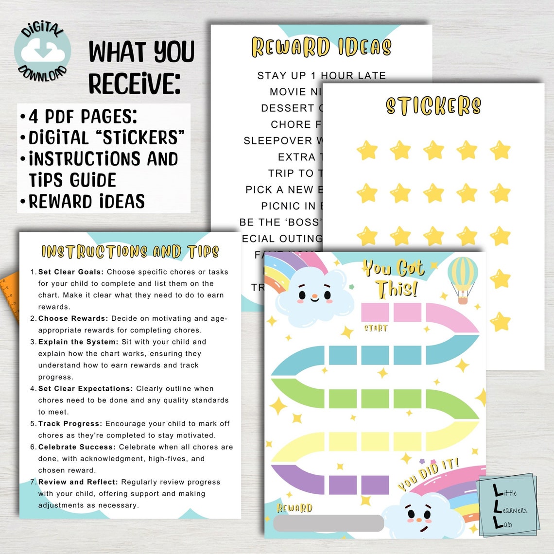 Printable Rainbow Reward Chart, Kids Behavior Chart, Kids Routine Chore ...