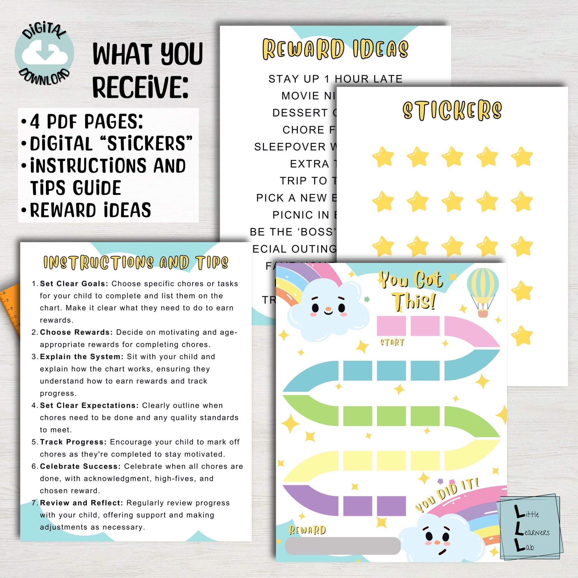 Printable Rainbow Reward Chart, Kids Behavior Chart, Kids Routine Chore ...