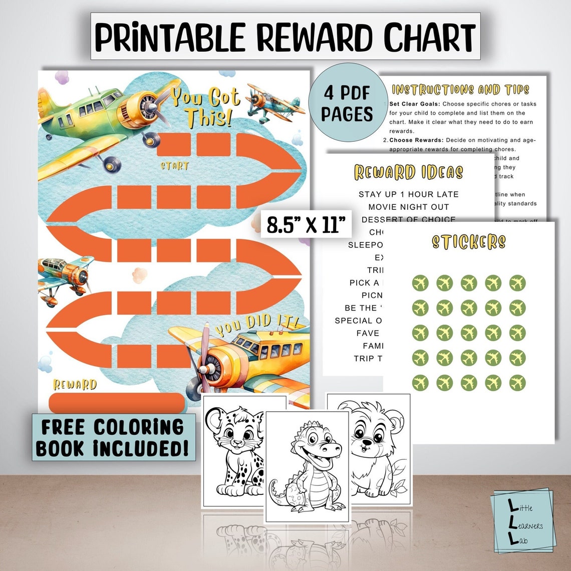 Airplane Reward Chart, Kids Aviation Behavior Tracker (printable PDF ...
