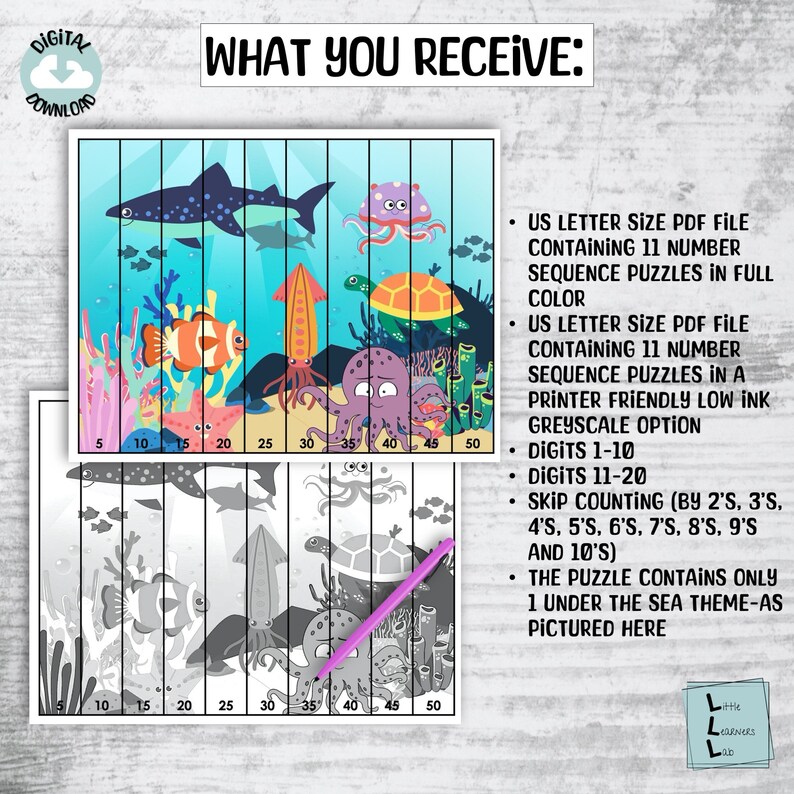 Skip Counting Puzzle, Montessori Math Printable, Kindergarten 1st Grade ...