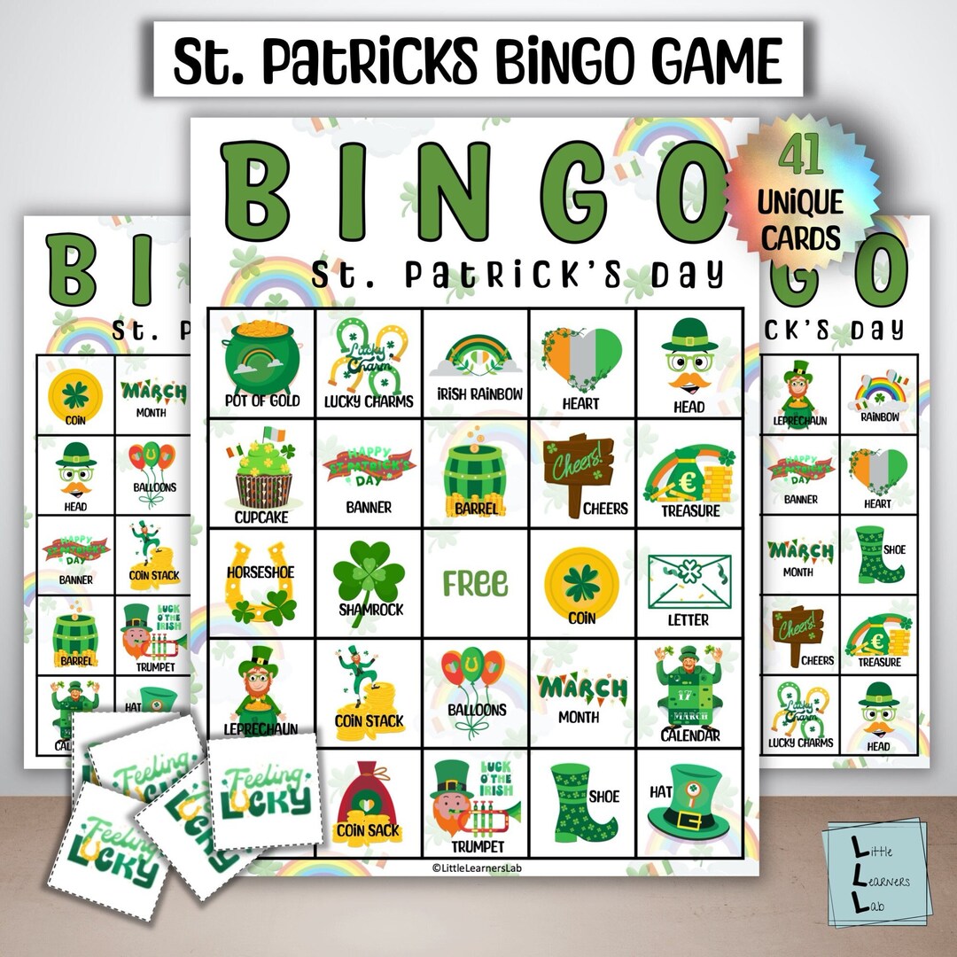 41 St Patricks Day Bingo Cards, St Patrick Bingo Boards, Printable ...