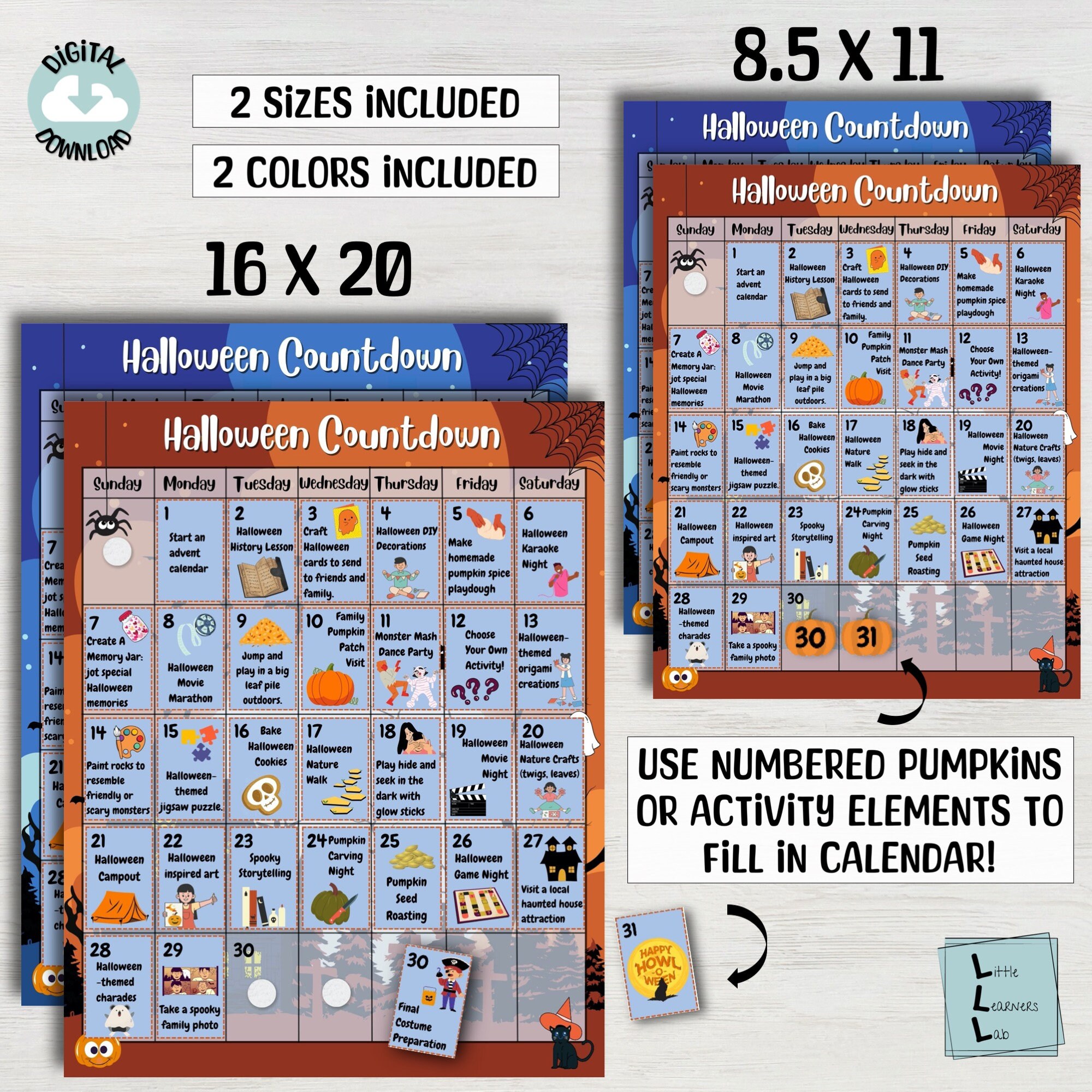 Spooky Halloween Countdown Sign: Kids Advent Calendar (digital Download ...