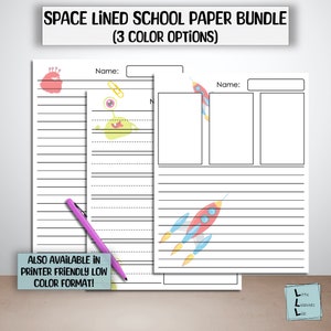 PRINTABLE Set of 3 Primary Lined Paper, Lined Paper, Wide Ruled Journal ...