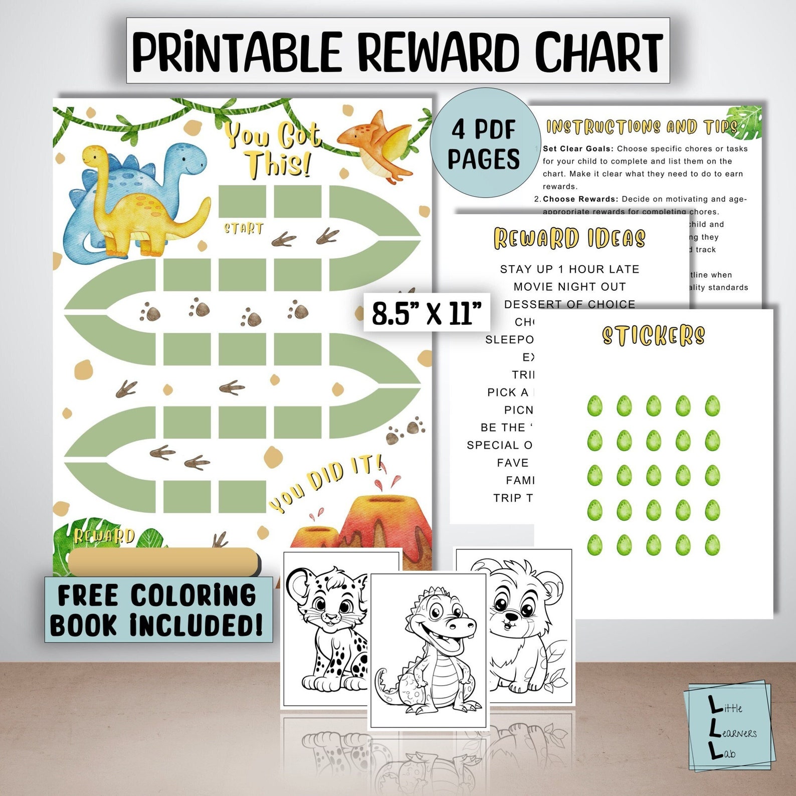 Dinosaur Reward Chart, Printable Dinosaur Kids Behavior Chart, Boys ...