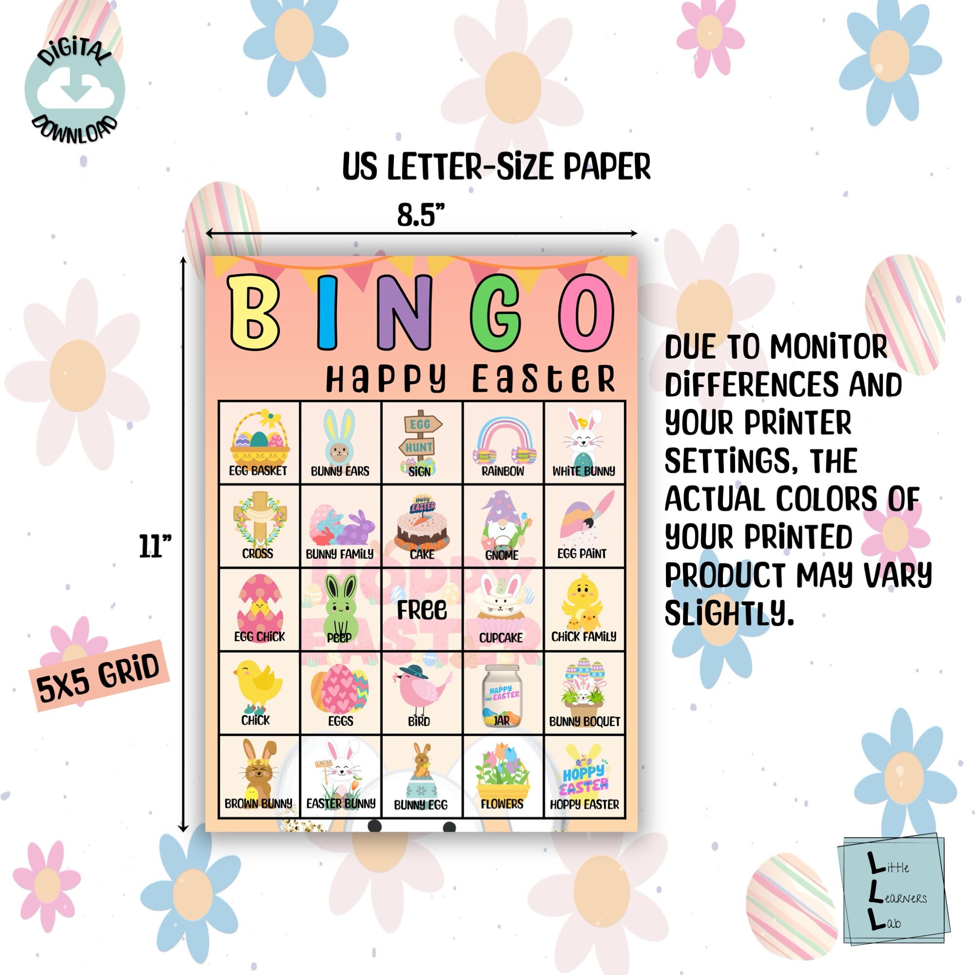 50 Easter Bingo Cards Printable Game, Bingo Easter Classroom Activity ...