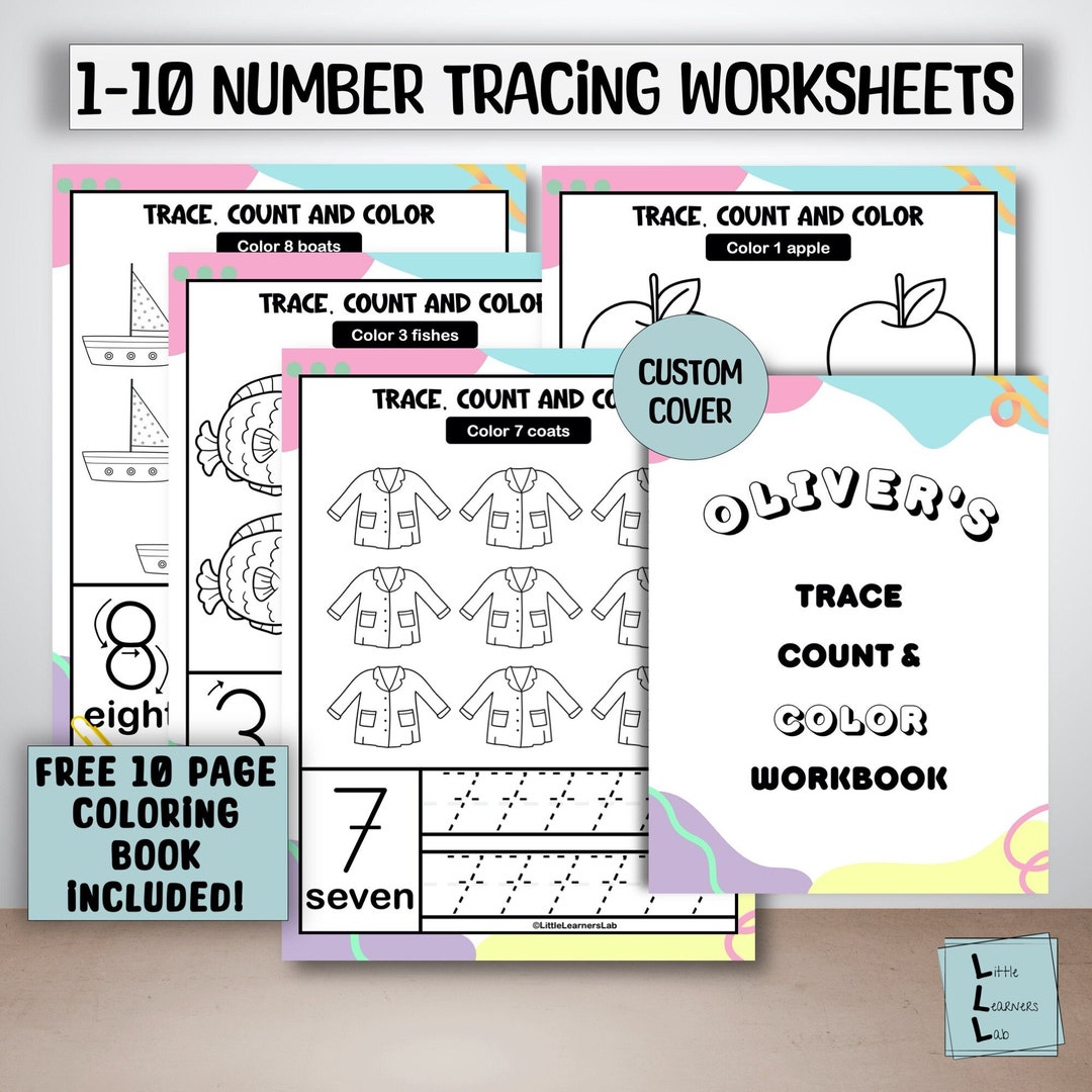 1-10 Number Tracing Worksheets, Traceable Numbers, Preschool Worksheets ...