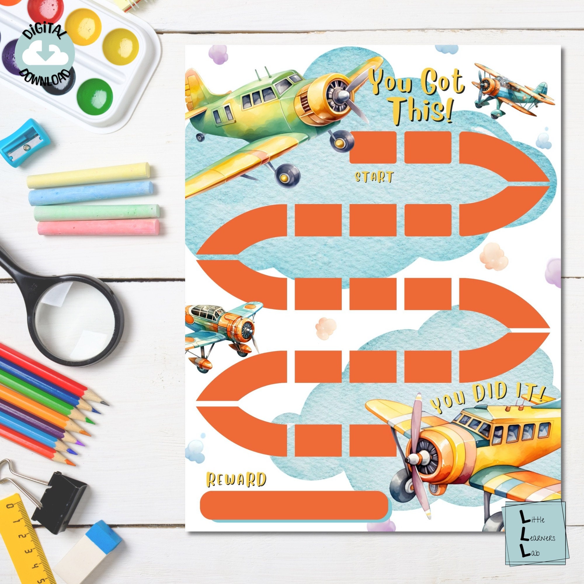 Airplane Reward Chart, Printable Aviation Behavior Tracker, Kids Daily ...