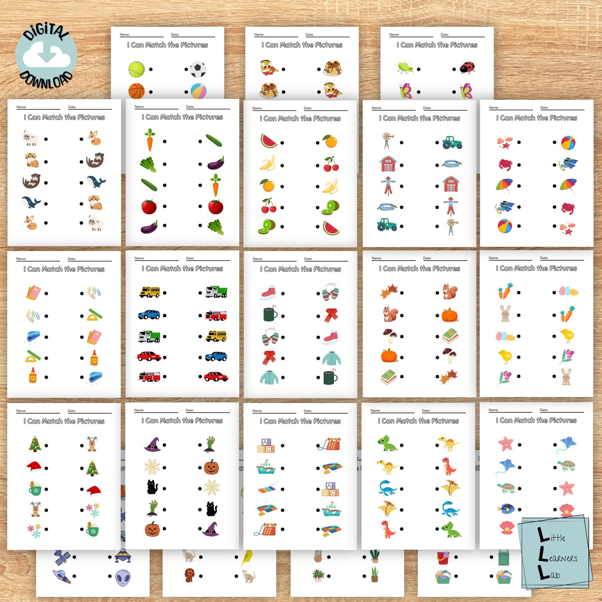 Printable Matching Worksheets, Match the Picture, Kindergarten ...