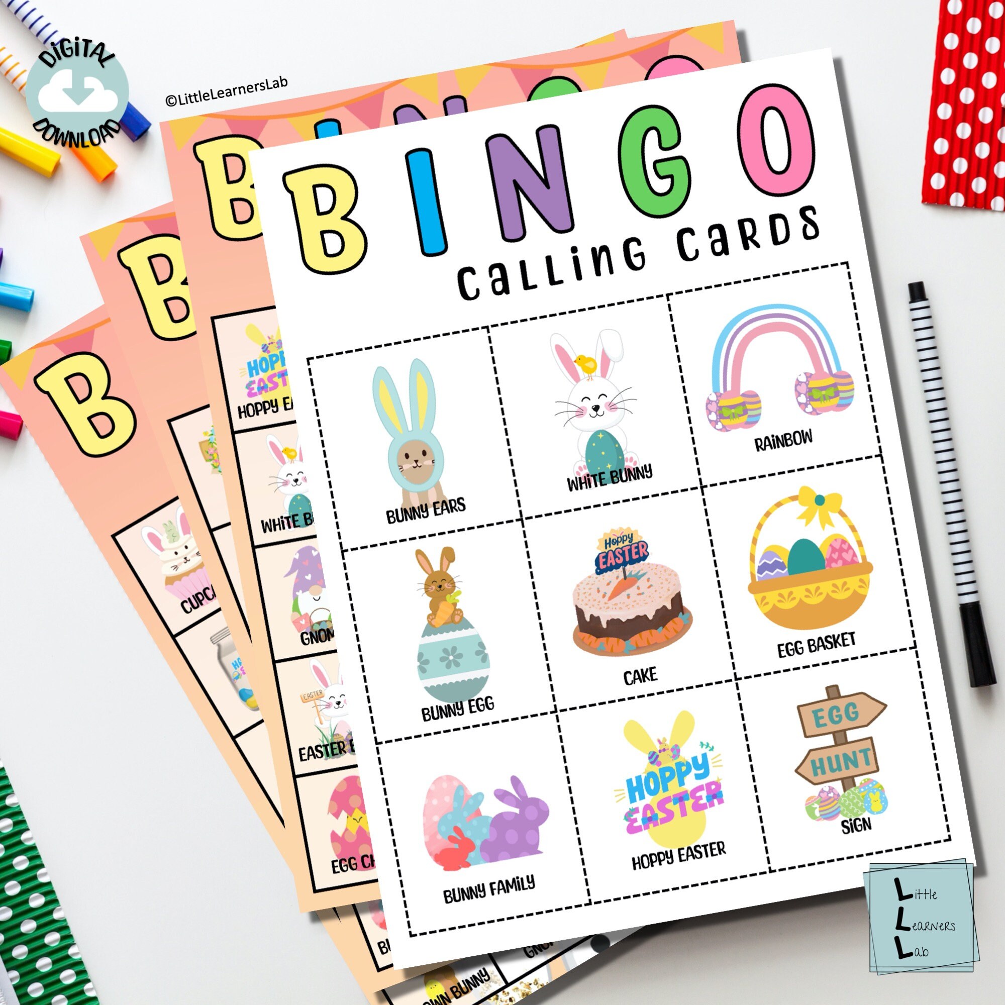 50 Easter Bingo Cards Printable Game, Bingo Easter Classroom Activity ...