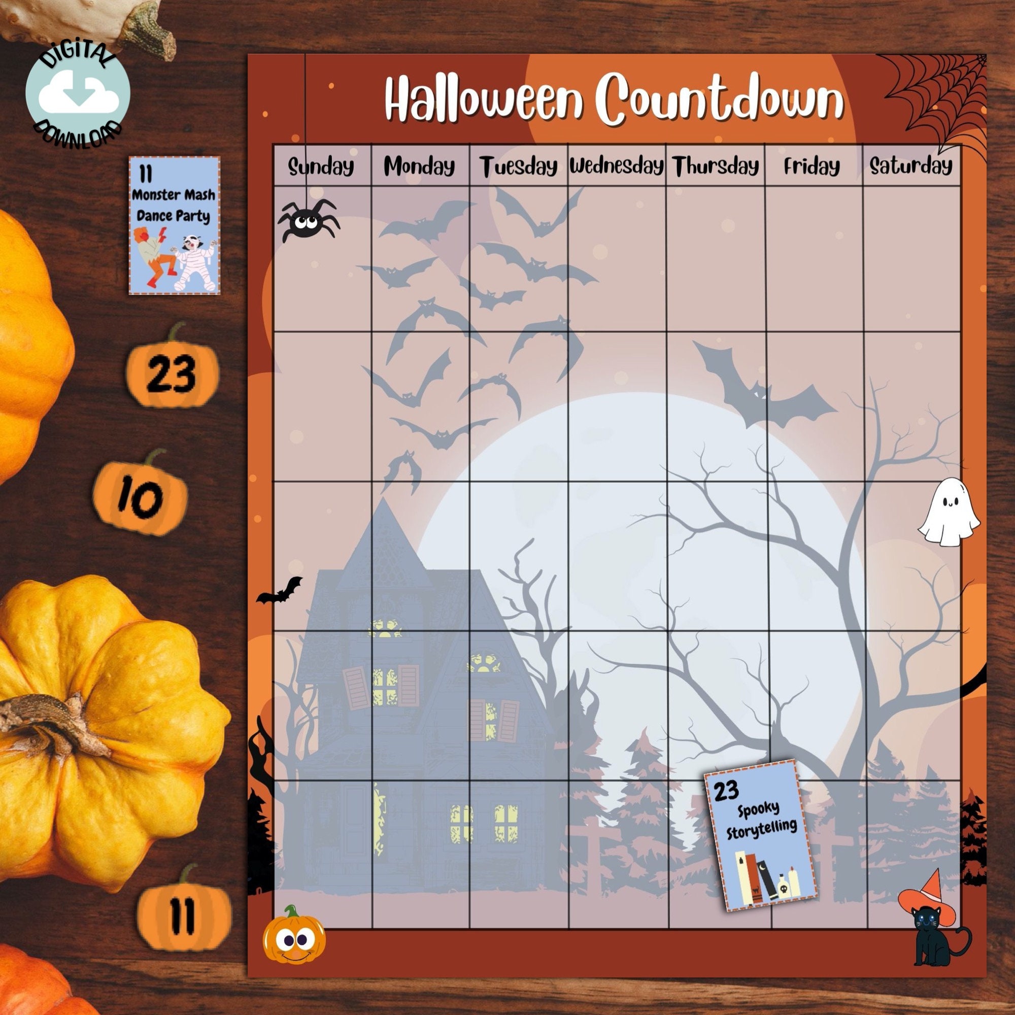 Spooky Halloween Countdown Sign: Kids Advent Calendar (digital Download ...