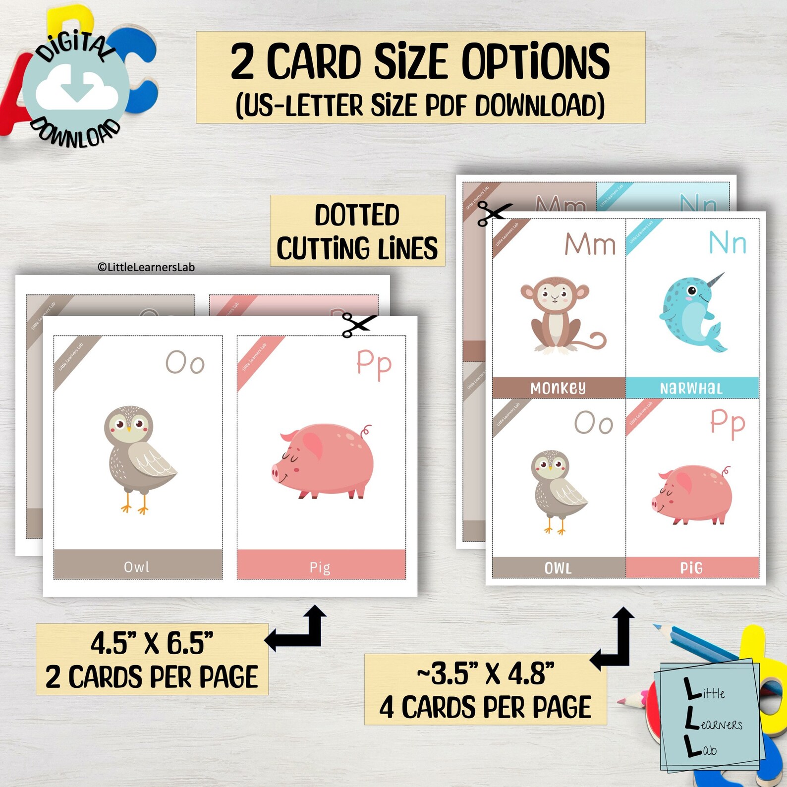 Printable Animal Alphabet Flash Cards A-Z Flashcards Rainbow - Etsy Canada