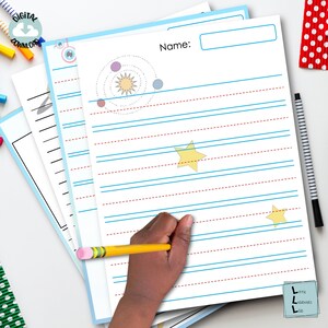 PRINTABLE Set of 3 Primary Lined Paper, Lined Paper, Wide Ruled Journal ...