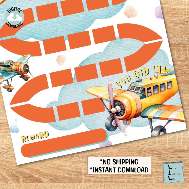 Airplane Reward Chart, Printable Aviation Behavior Tracker, Kids Daily ...