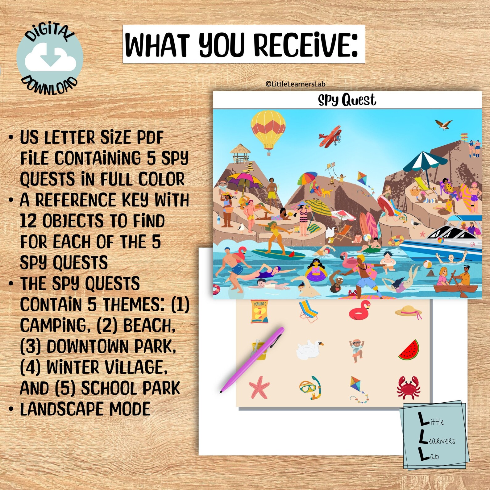 I Spy Summer Activity for Kids, Look and Find Game, Pre-k Printable ...